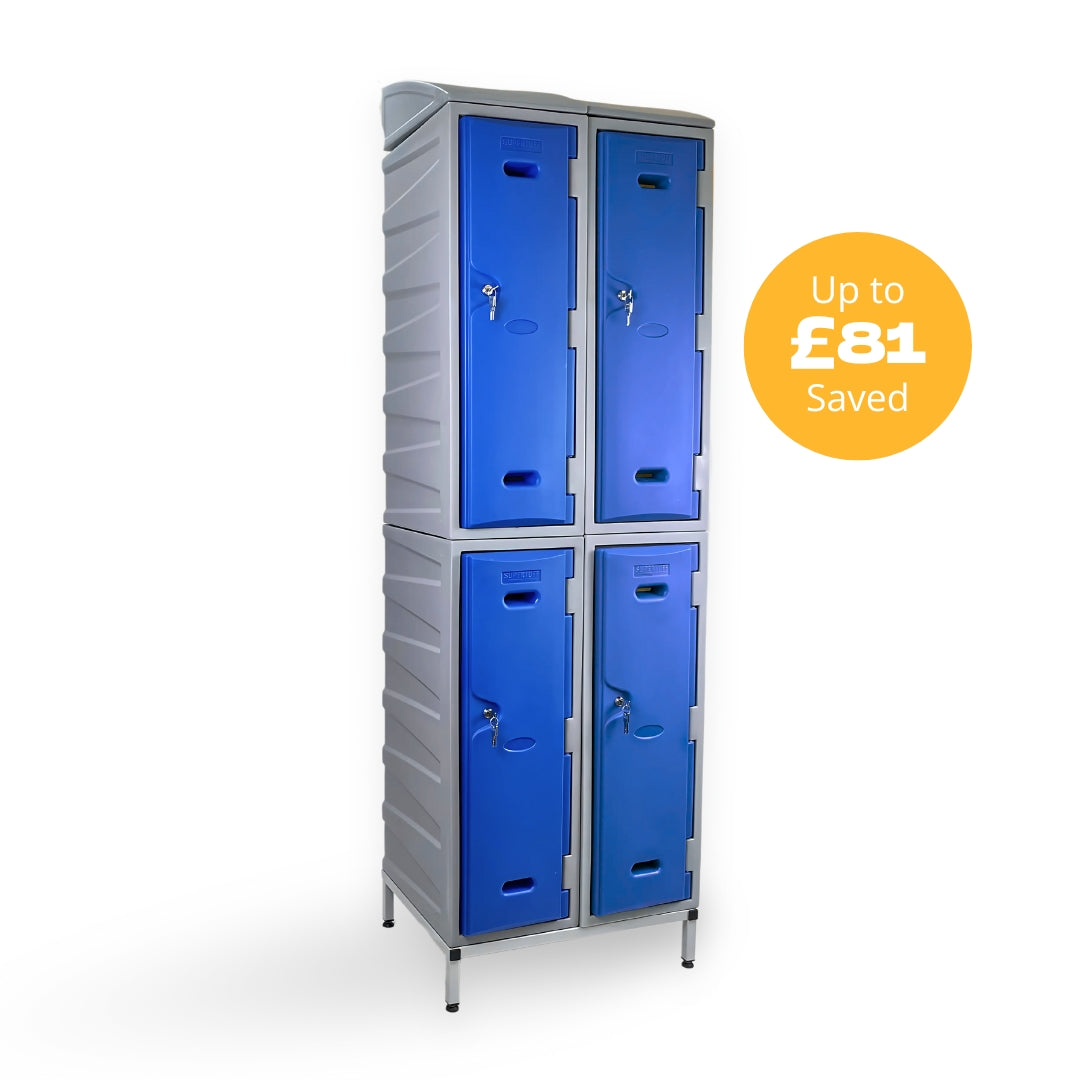 4 Door Plastic Staff Lockers | Supertuff Large Locker Set – G-Force Direct