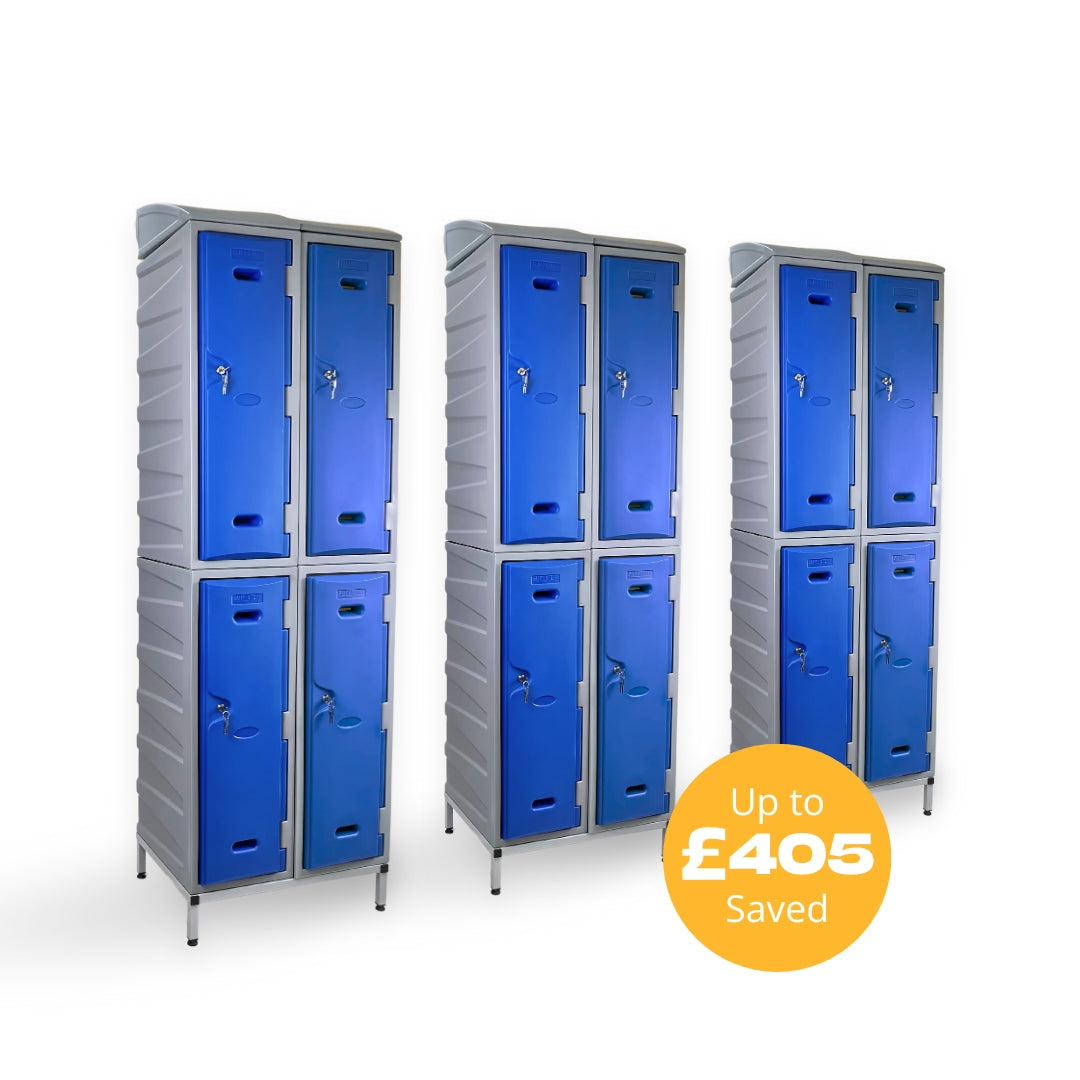 12 Door Plastic Staff Lockers | Supertuff Large Locker Set – G-Force Direct