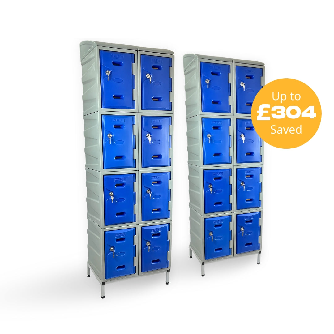 16 Door Plastic Staff Lockers | Supertuff Small Locker Set – G-Force Direct