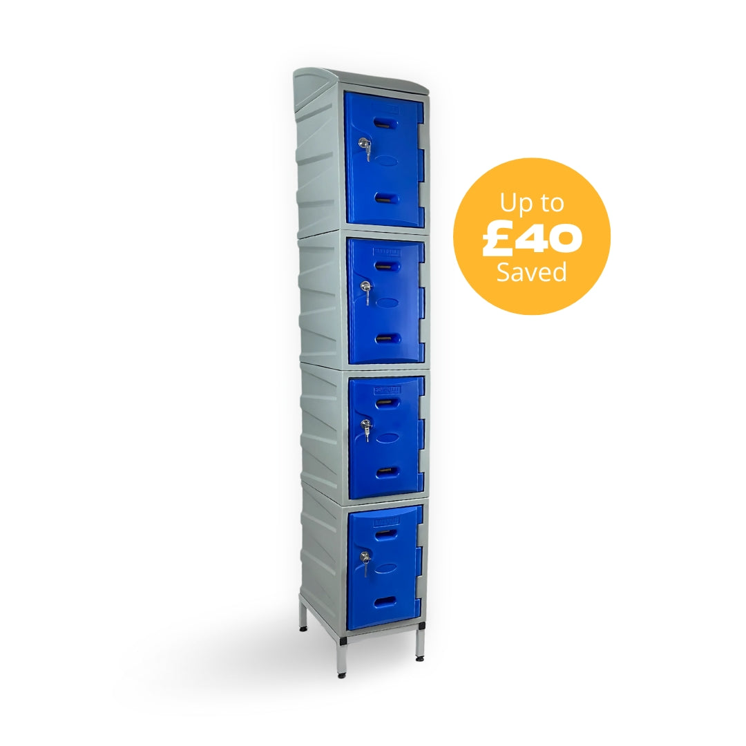 4 Door Plastic Staff Lockers | Supertuff Small Locker Set – G-Force Direct
